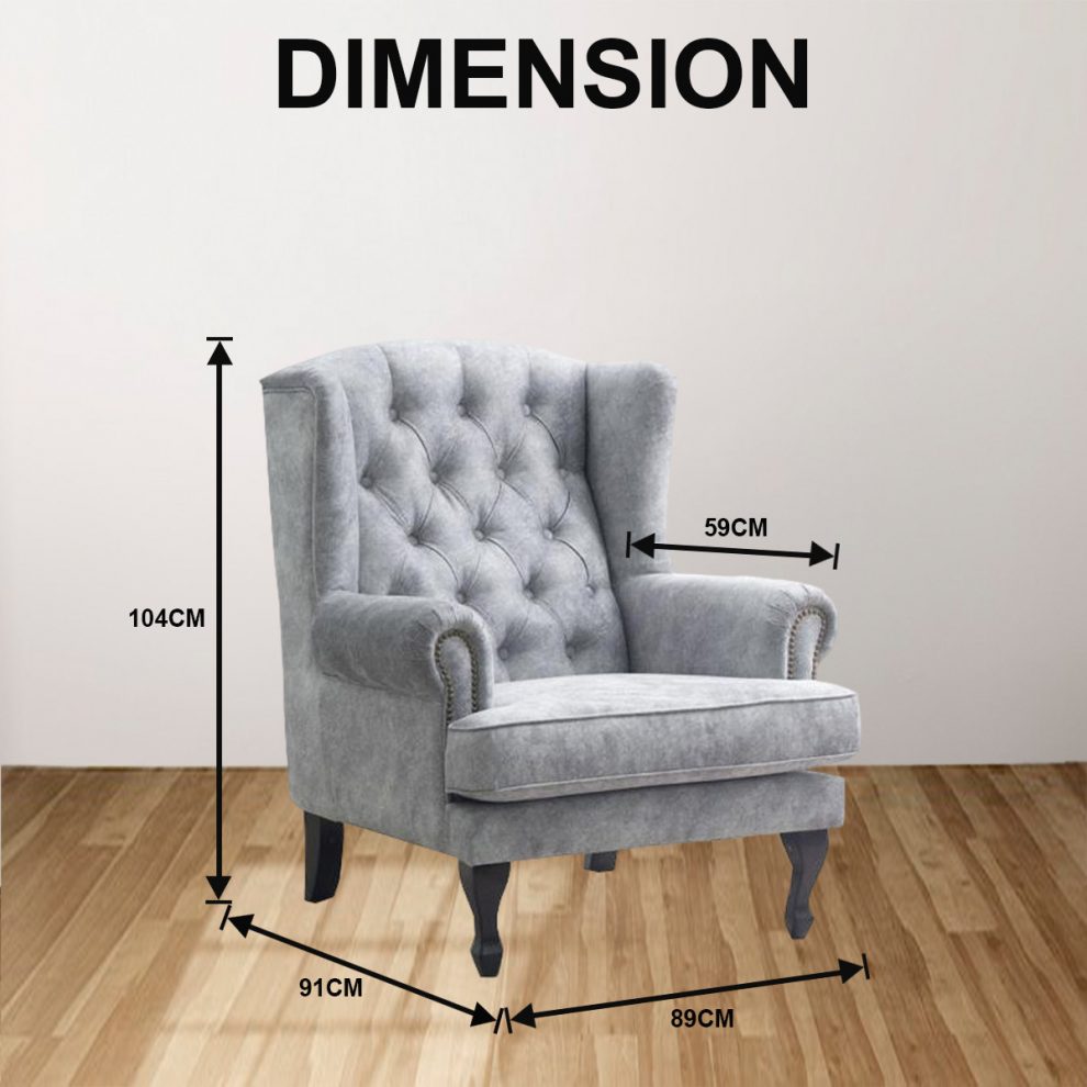 Chester Wing Arm Chair (Grey) | MoreDesign.com