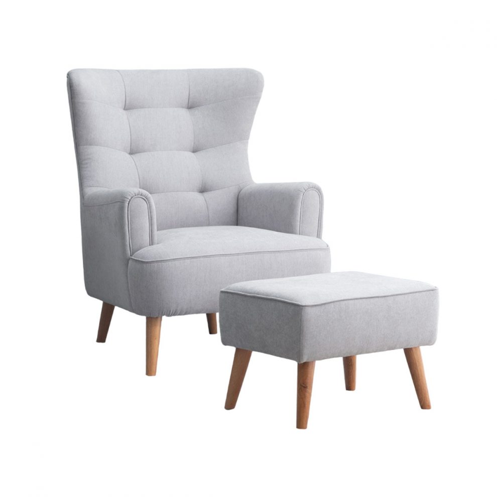 Polar Arm Chair With Ottoman (Grey) | MoreDesign.com