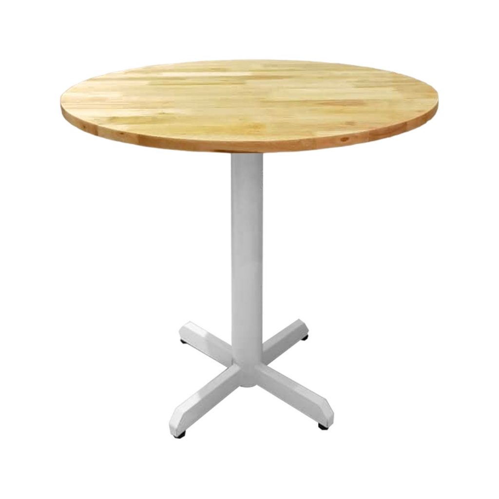 Rubberwood 70Dia Round Table (White Cross Leg) | MoreDesign.com