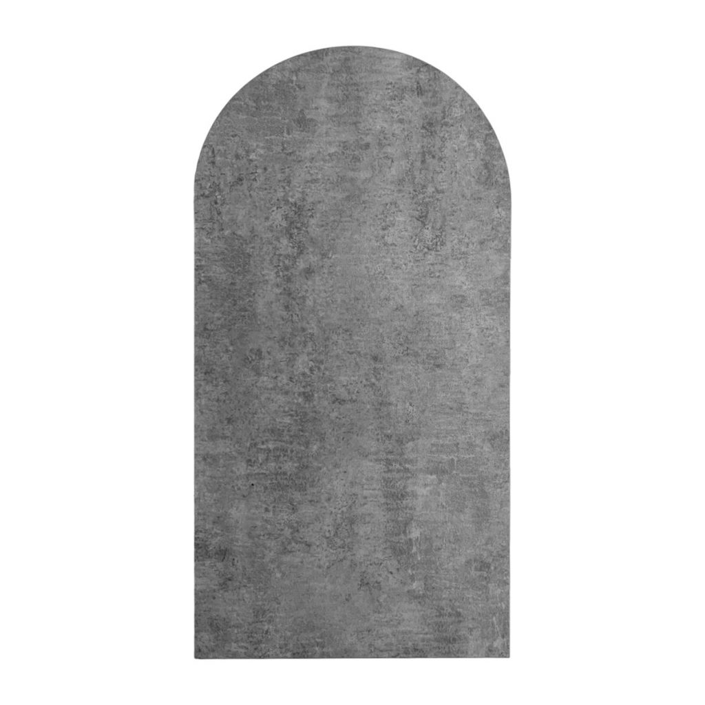 HPL 120cmL Formica Cement Half Curve Table (2 White Cross Leg ...