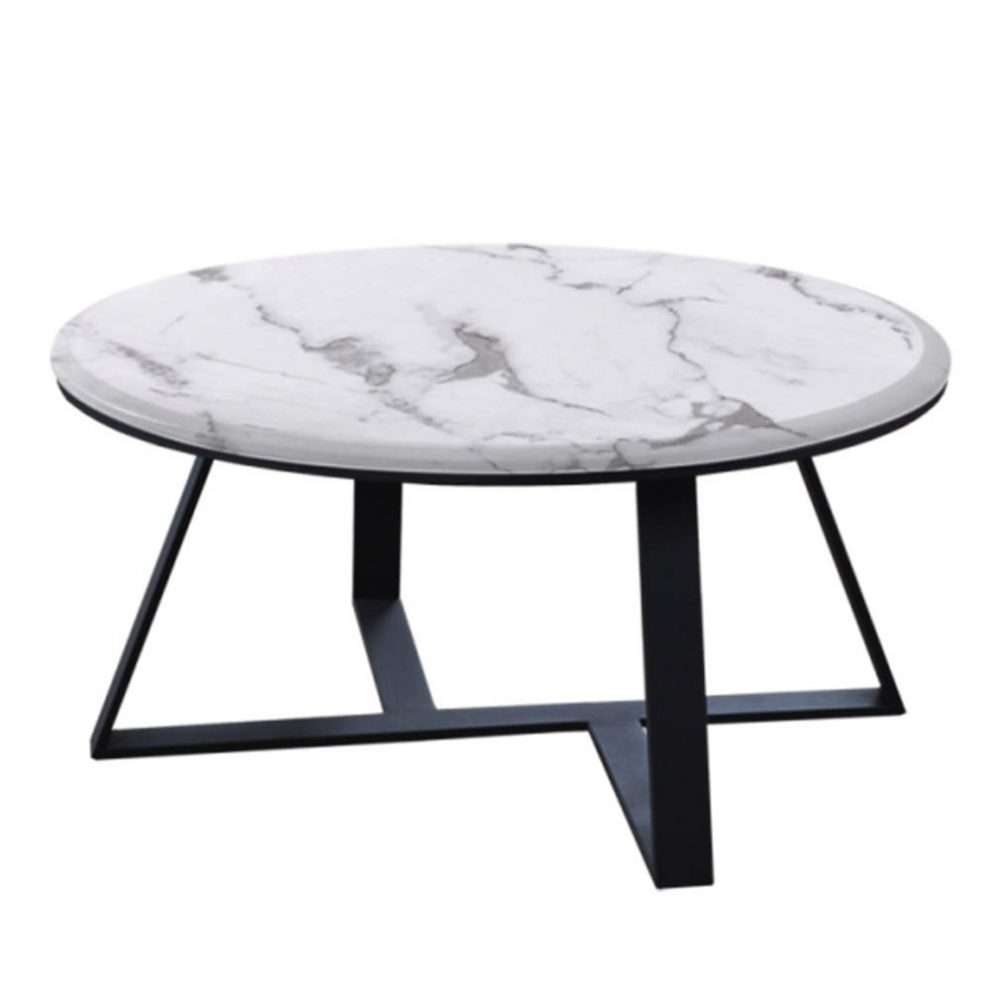 Venus Marble Coffee Table (Black Powder Coated Leg) | MoreDesign.com